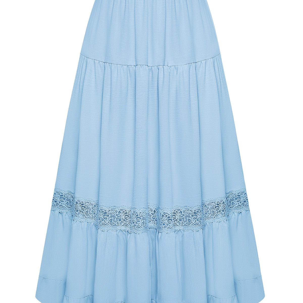 Women's Midi Skirt Boho Flowy Aline Ruffle Lace Tiered Skirt with Pock ...